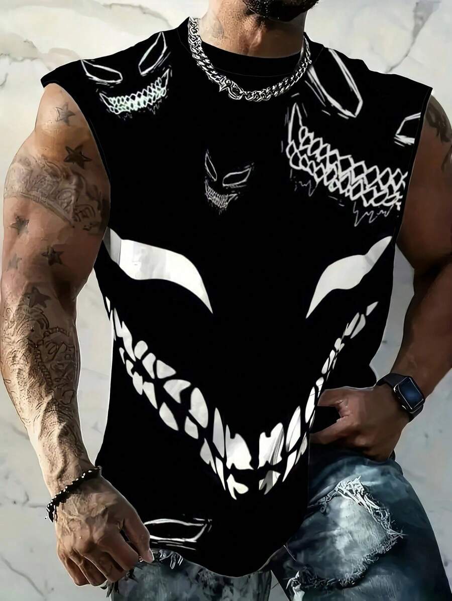 Herren Halloween Muster Tanktop | Lässiger Rundhalsausschnitt ...