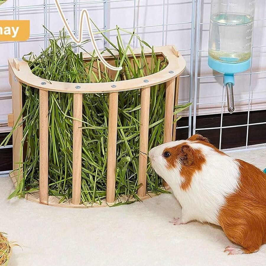 1pc Random Color & Style Pet Supplies Wooden Rabbit Feeder, Rabbit Hay ...