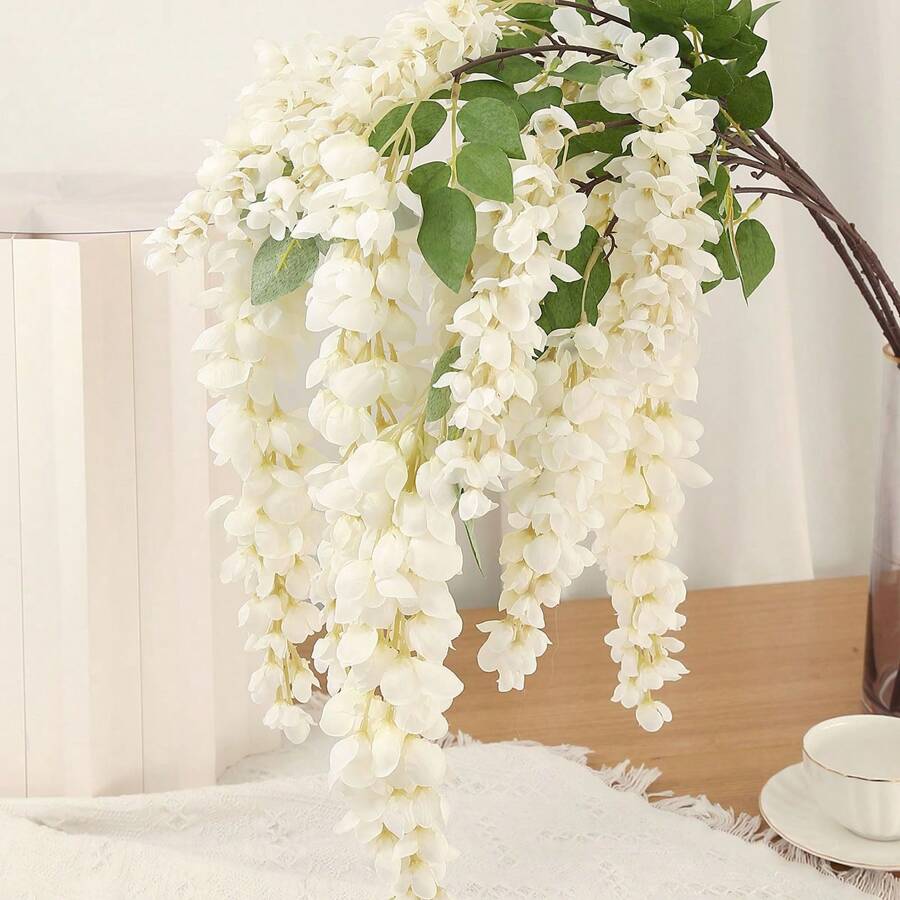 2pcs 5-Fork Wisteria Hanging Simulation Flower Fake Flower Silk Flower ...