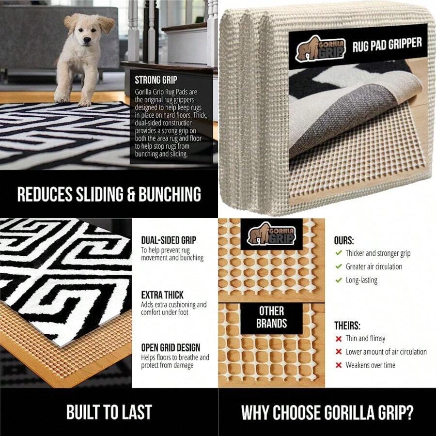 Local Delivery Rug Pad Gripper For Hard Floors Thick NonSlip Mat ...