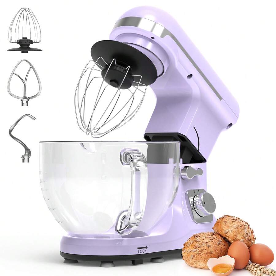 Advwin 5.5L 1400W Stand Mixer, 6-Speed Purple Electric Food Mixer ...