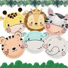 30 piezas de platos de papel desechables con diseños de animales de ...