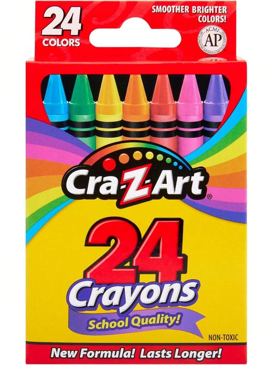 24ct Crayons Pack, Perfect Back To School Essential, Art Supplies For ...