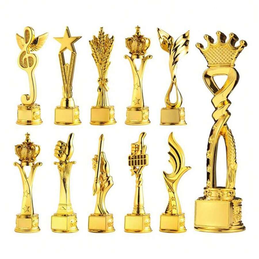 Crown Pentagram Golden Plating Award Trophy Plastic Competition Sports ...