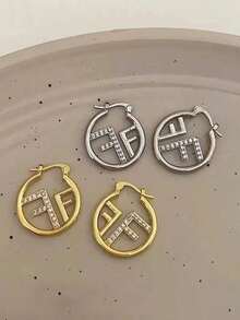 Fashionable Letter F Hoop Earrings, Delicate Niche Design, Personalized ...