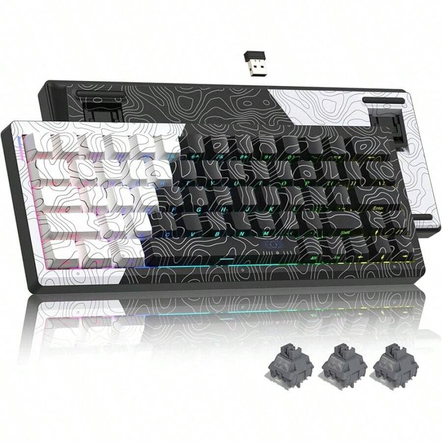 Keyboard 60 Percent With QMK/VIA, Topographic Creamy Mechanical Board ...