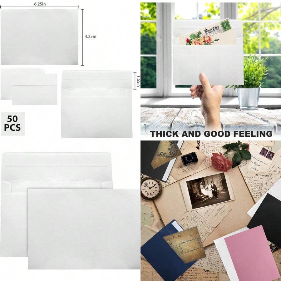 50 Pack White A4 Envelopes 4x6 Envelopes For Invitations Printable ...