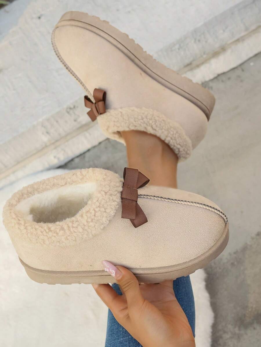2025 Winter Neue flache Röhre mit dicker Sohle, Schlüpf-On Pelzkragen ...