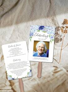 Custom Hydrangea Funeral Fan Template, Funeral Fans, Printable Funeral ...
