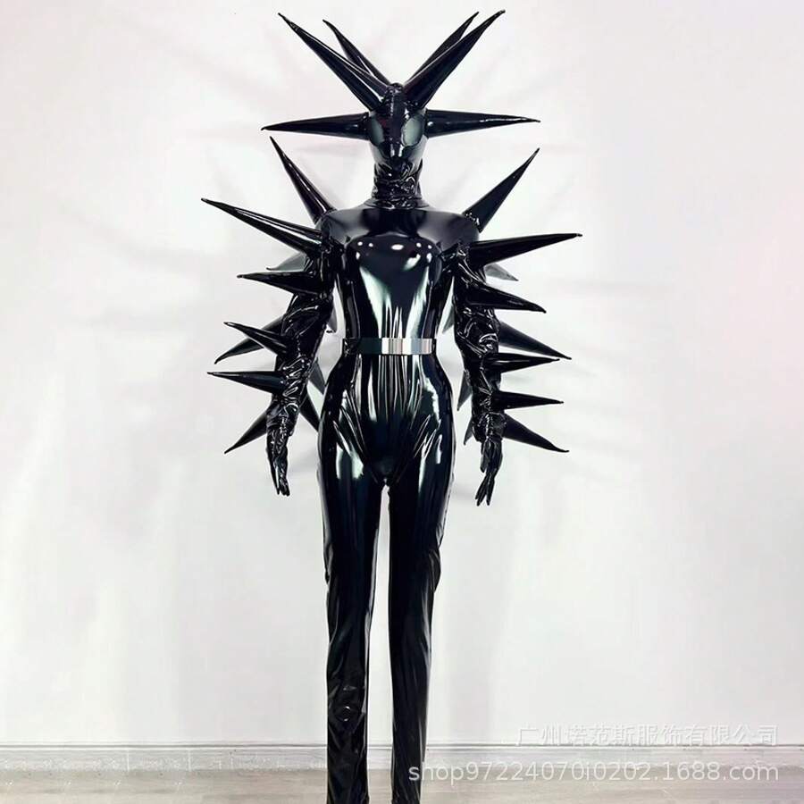 Halloween Cosplay Alien Spiked Jumpsuit Gothic Style Party Costume Bar ...