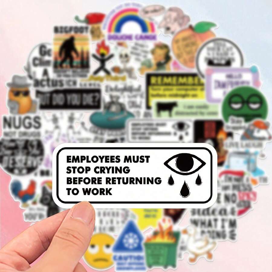 50 Humorous And Satirical Vinyl Stickers - Reusable, Perfect For ...