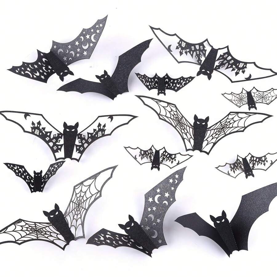 12pcs Halloween Bat Decor Door Lintel, Hollow Bat Wall Decor, 3D ...