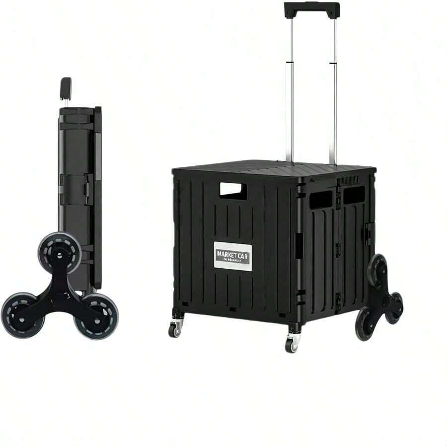 Foldable Shopping Cart 65L Plastic Shopping Trolley Stair Climbing ...