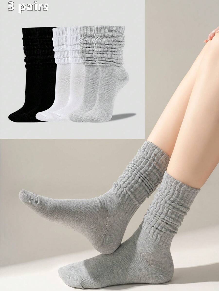 1/3/6 Pairs Black, White, Gray Ribbed Vertical Striped Moisture-Wicking ...