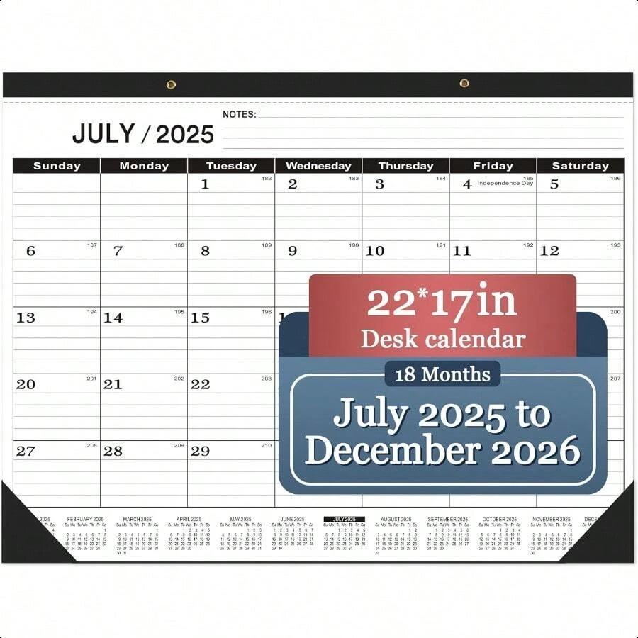 Desk Calendar 20252026 Large 22 X17 July 2025December 2026 20252026 ...