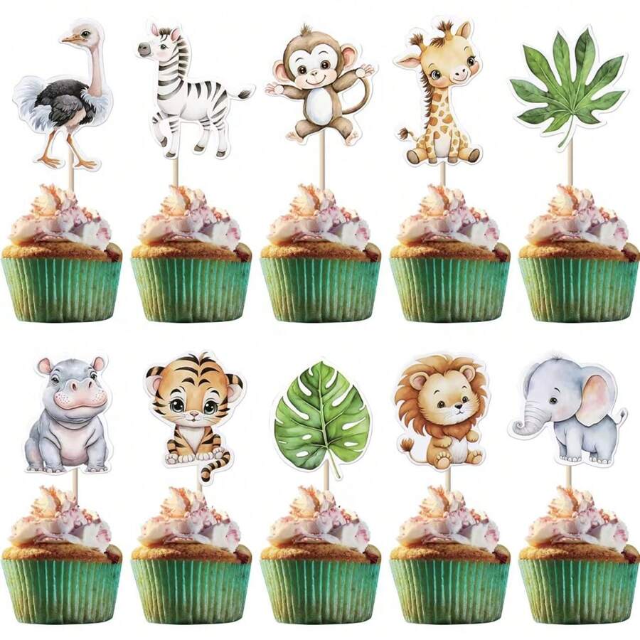 Jungle Animal Cake Toppers - Wildlife Conservation Theme,Zoo Themed ...