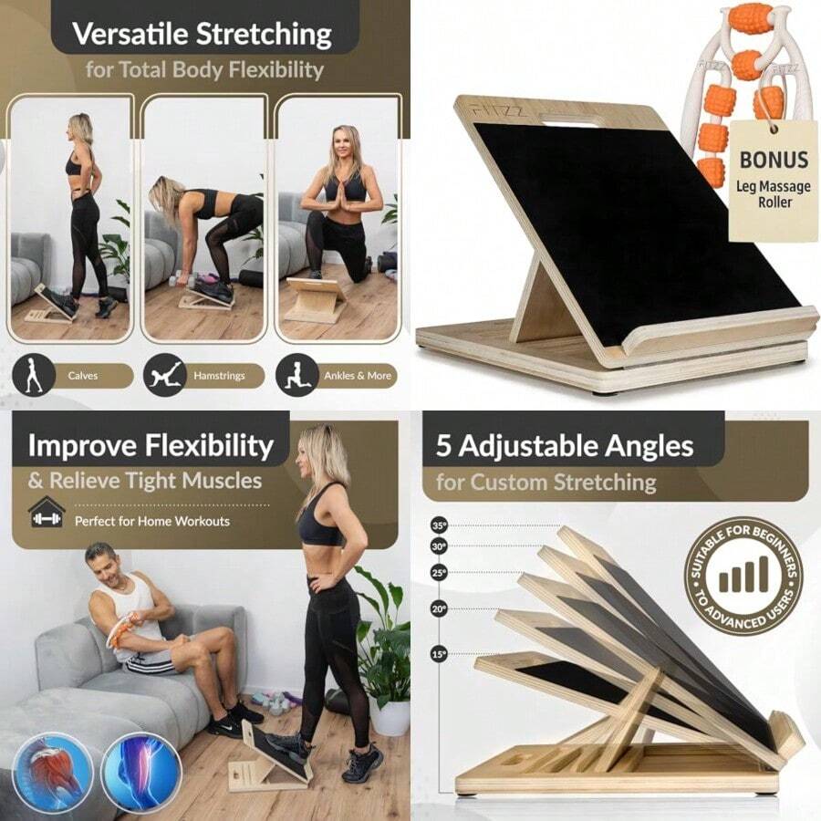 Portable Wooden Slant Board For Calf Stretching Slant Boards For ...
