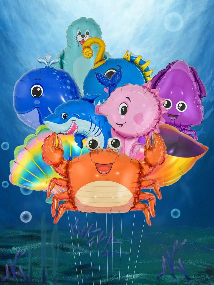 9 Stücke Mini Unterwasserwelt Thema Ozean Fisch Form Folienballons ...