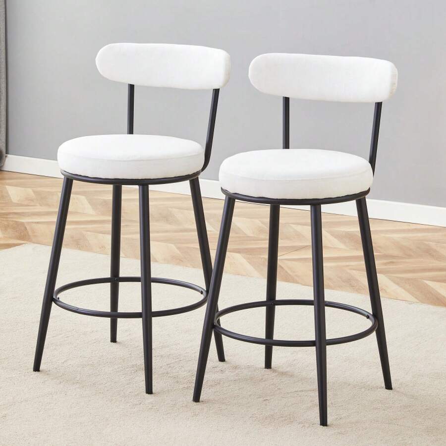 35.5-Inch Bar Stools Set (2-Piece) / Stylish Backrest Barstools / Soft ...