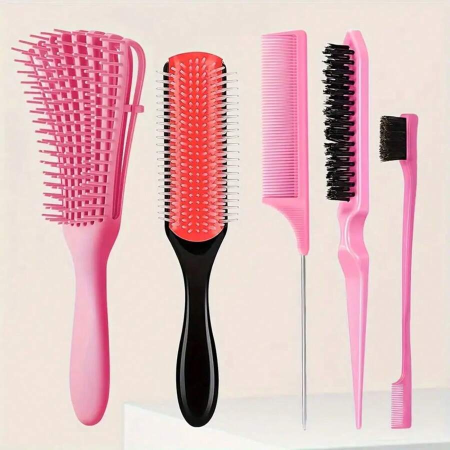 3 PiecesHair Comb And Brush Set For Textured, Curly Hair - Unscented ...
