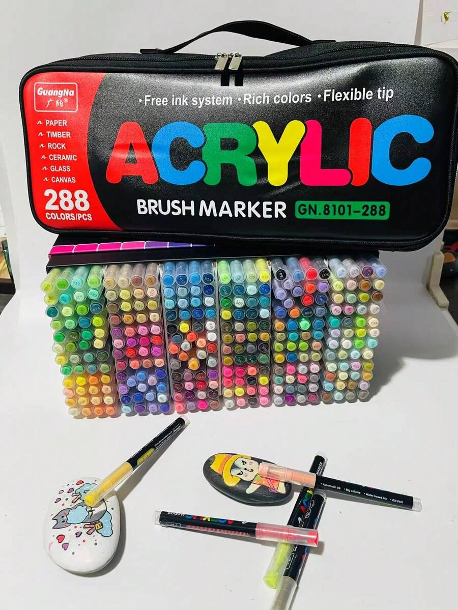 288 Colors Soft Tip Acrylic Markers, Straight Liquid Acrylic Paint ...