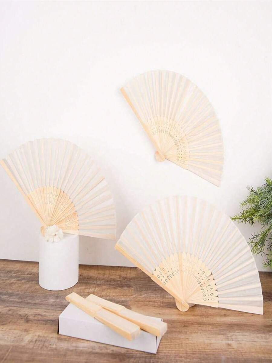 White Paper Fan 7 Inch Empty White Folding Fan Color Painting Fan DIY ...