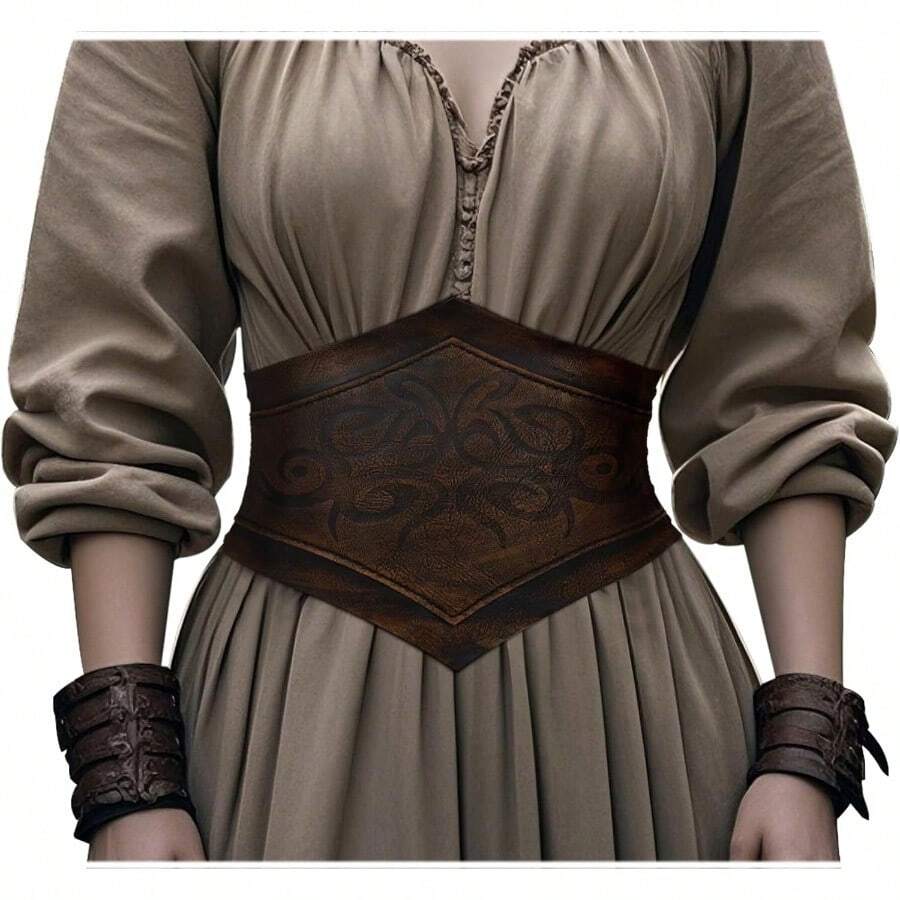 Joukavor Women's Viking Leather Corset Belt Medieval Cinch Belt ...
