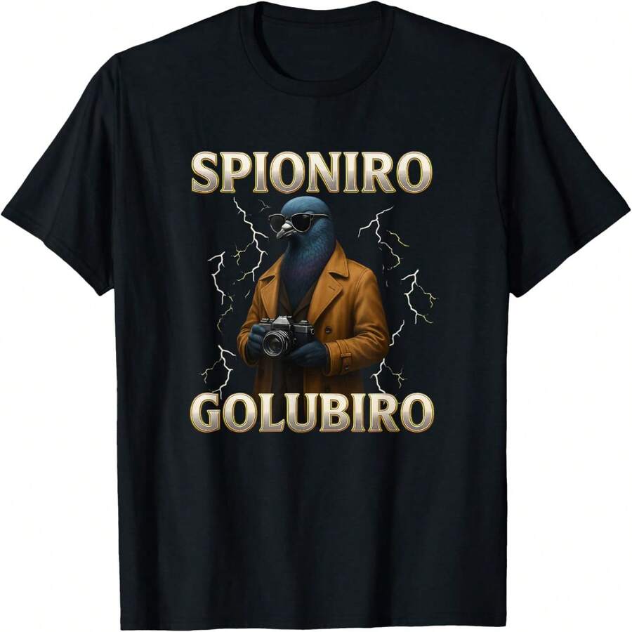 Italian Brainrot Spioniro Golubiro Funny Spy Pigeon Meme T-Shirt | SHEIN