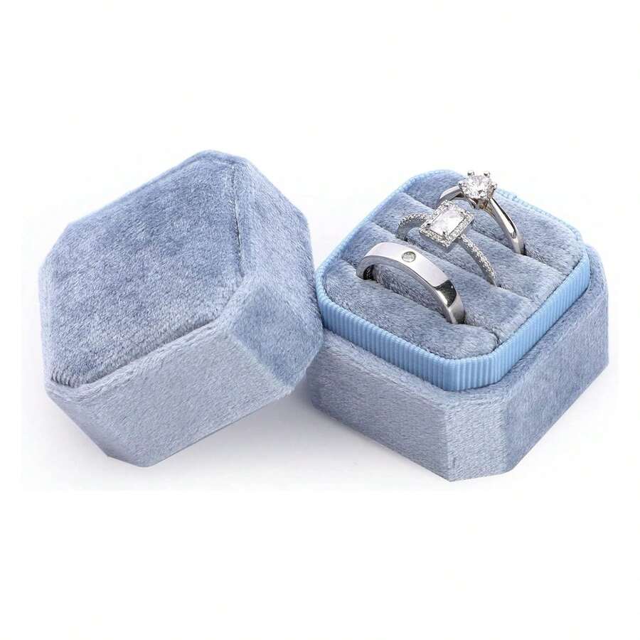 Ring Box, OctagonJewelry Ring Box Storage 3 Slots Ring Holder Box For ...
