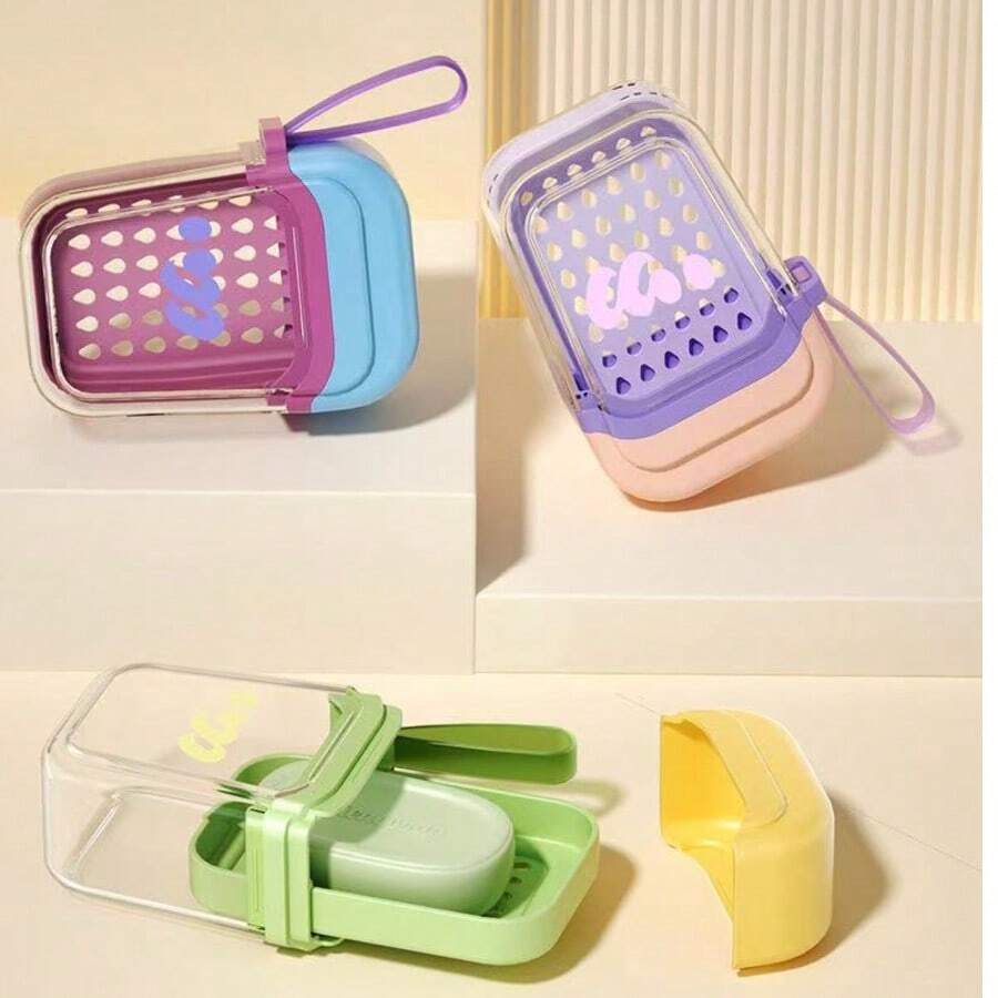 1pc Portable Soap Box, Travel Mini Compact Sealed Draining Covered Soap ...
