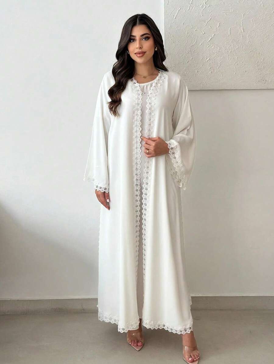 Muslim Fashion Outwear, Middle Eastern Dubai Style White Long Robe ...