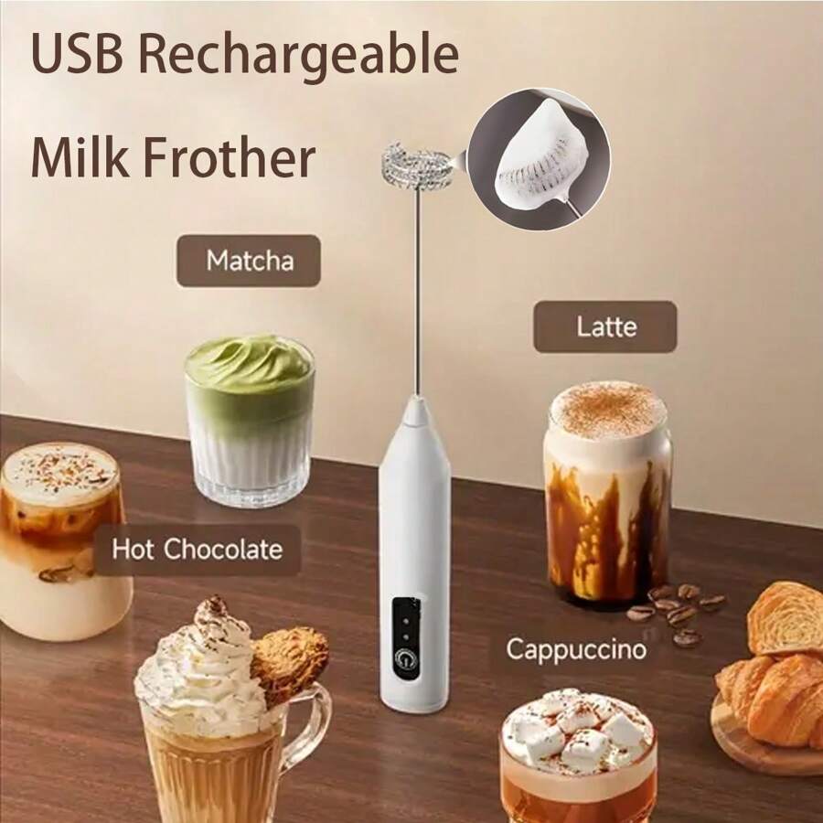 Rechargeable HandHeld Milk Frother Blender Portable Electric Whisk ...