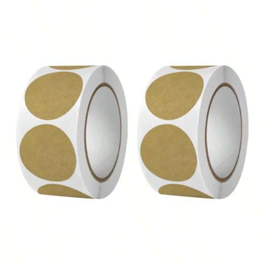2 Rolls 1 Inch Round Kraft Paper Stickers Blank Circle Label Stickers ...