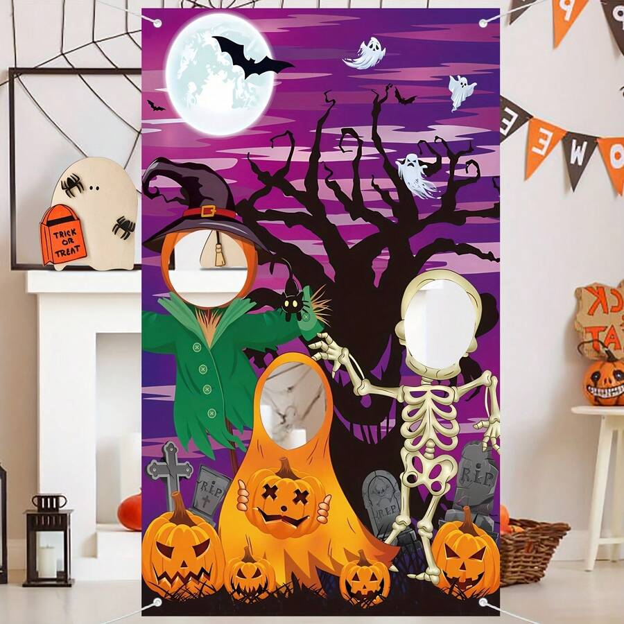 1 peça 2D Decoração de Porta de Halloween - Estilo Foto Vintage com ...