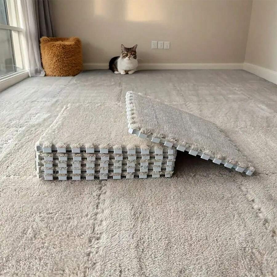 15pcs Multi-Color Solid Patchwork Carpet Mats, Non-Slip Dirt-Resistant Patchwork Mats For ...