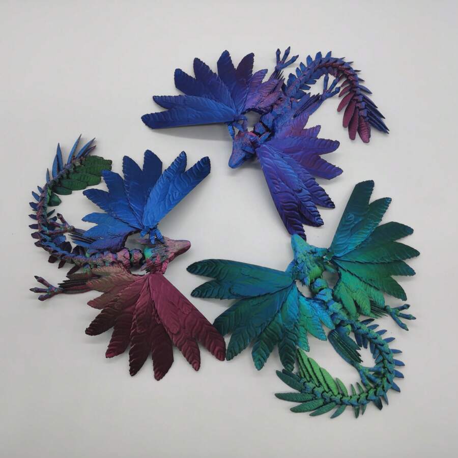 3D Printed Toy Model, Cool Flying Dragon Toy Model With Movable Mouth ...