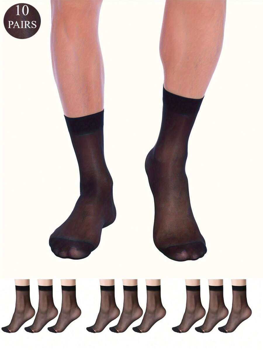 10 Pairs Men's Sheer Mesh Socks, Business Socks, Ultra-Thin Breathable ...