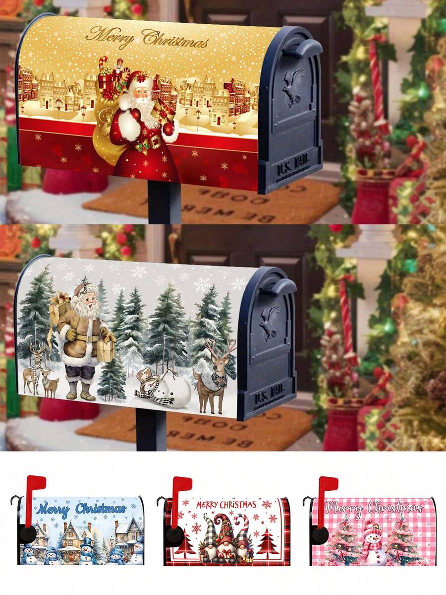 1pc Christmas Themed Mailbox Cover, Design, Suitable For Mailbox ...