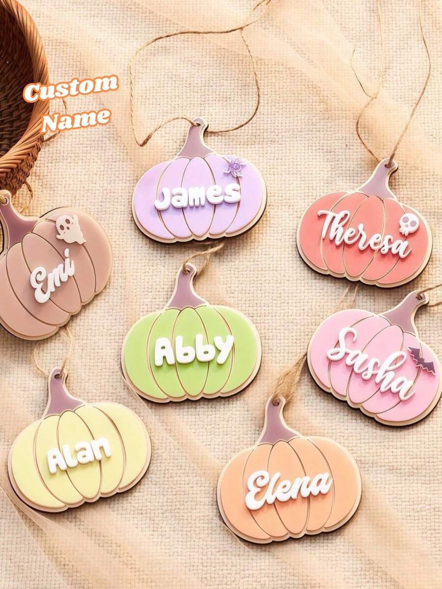 Custom Halloween Pumpkin Tags, Personalized Halloween Pumpkin Name Tags ...