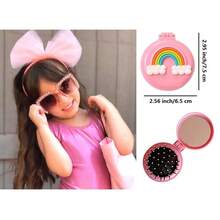 4 PCS Ute Mini Round Hair Comb Pocket Hairbrushes With Makeup Mirror ...