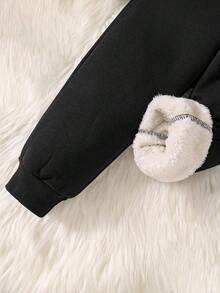 Tween Boy Slogan Cat Print Warm Hoodie And Sweatpants Casual Outfit for ...