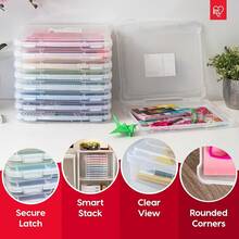 IRIS USA Board Game Storage Craft Organizer Box With Snap-Tight Latch ...