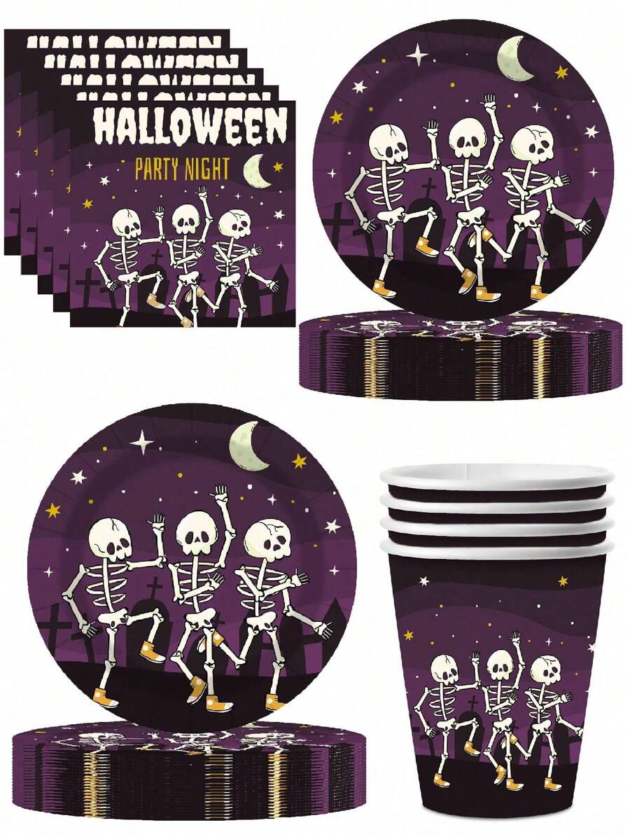10pcs Halloween Horror Party Theme Dinner Plates Skeleton Horror ...