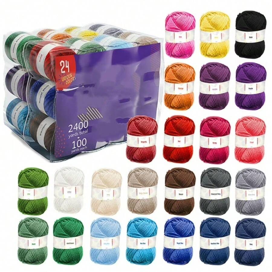 Crochet Acrylic Yarn, 2400 Yards, 24 Pack | SHEIN USA