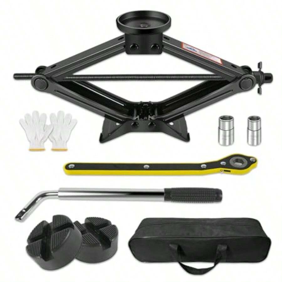 Car Jack Kit 2.5 Ton 5512 Lbs Scissor Jack For Car With Rubber Jack Pad Universal Jack Emergency ...