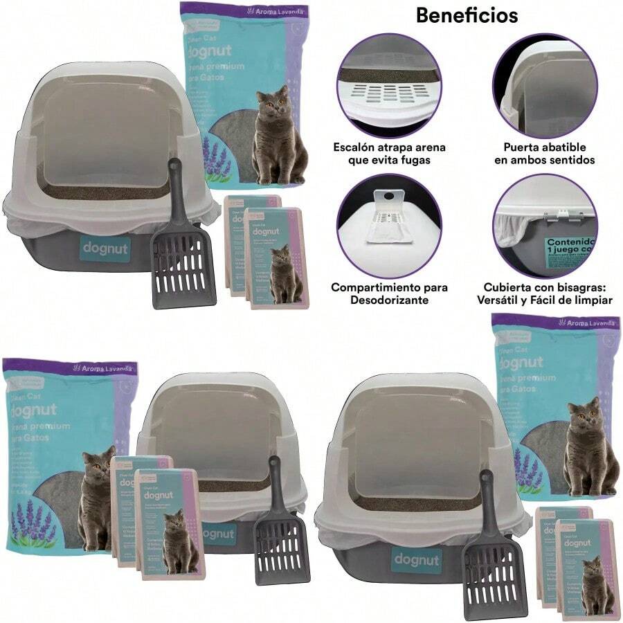 mascotasDognut 50x35x33 cm Enclosed Cat Litter Box with FlipTop Lid ...