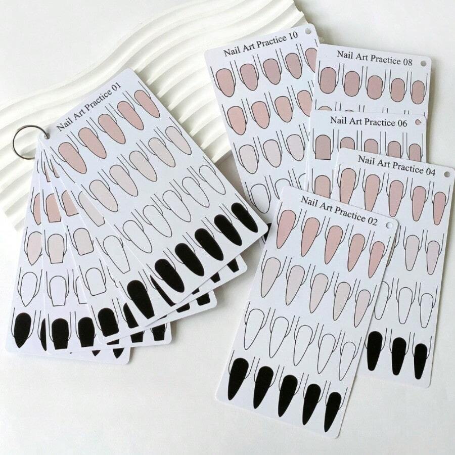 5sheets/1set Reusable PVC Nail Art Hand Drawing Workbook Waterproof 10 ...