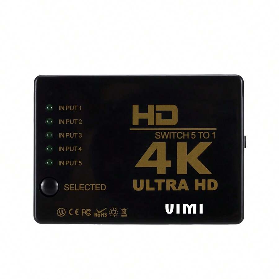 Divisor Switch Hd 5 Puertos 4k Inteligente Con Control Remoto Para Pc ...