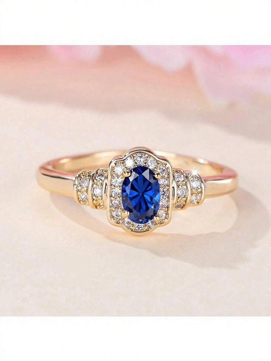 Elegant Promise Ring 18k Gold Plated Inlaid Shining Zirconia Multi ...
