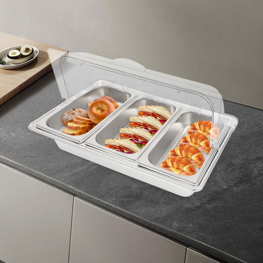 TFCFL Countertop Food Serving Display Container With Clear Roll Top ...